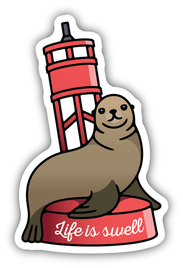 Life Is Swell Sea Lion Sticker - Spoiled Rotten