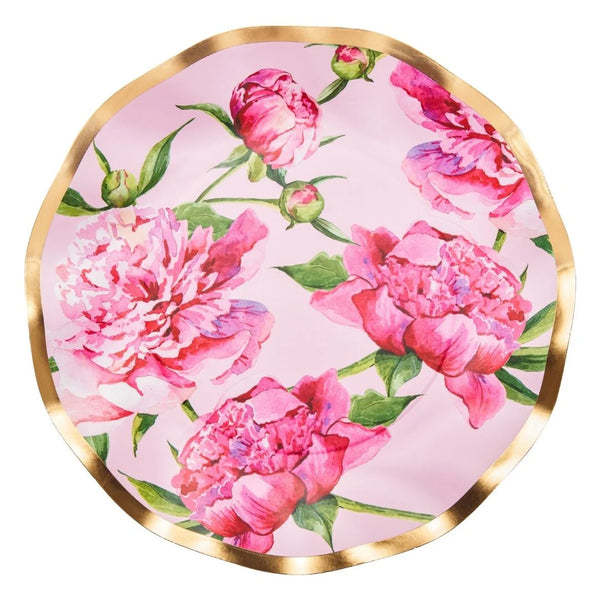 Pink Peonies Wavy Dinner Plates | Sophistiplate Party Plates - Spoiled ...